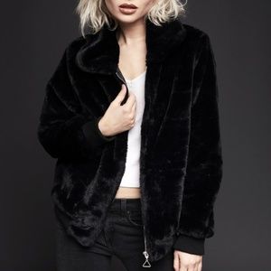 Jackets & Coats | Black Faux Fur Zip Front Jacket | Poshmark
